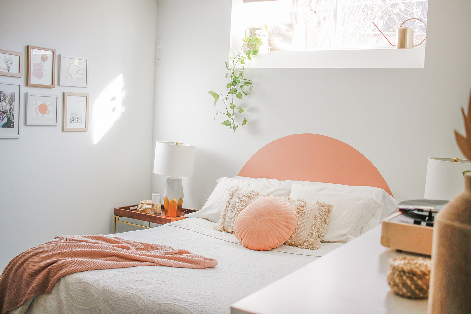 DIY Painted Arch Headboard + Bedroom Tour - mikyla