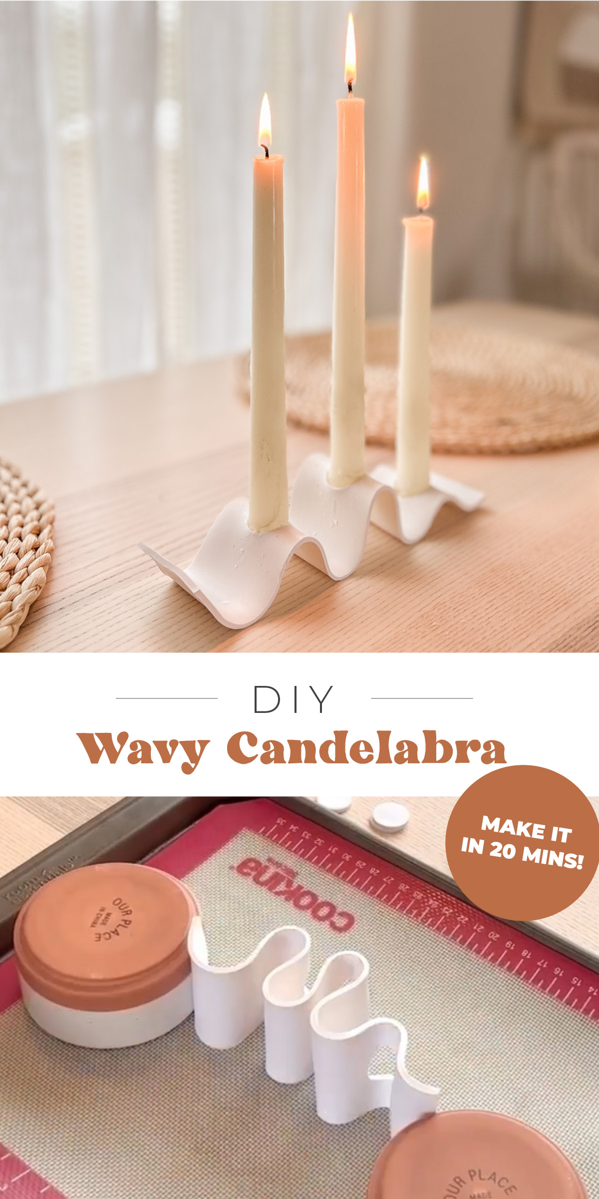 DIY Wavy Polymer Clay Candelabra - mikyla